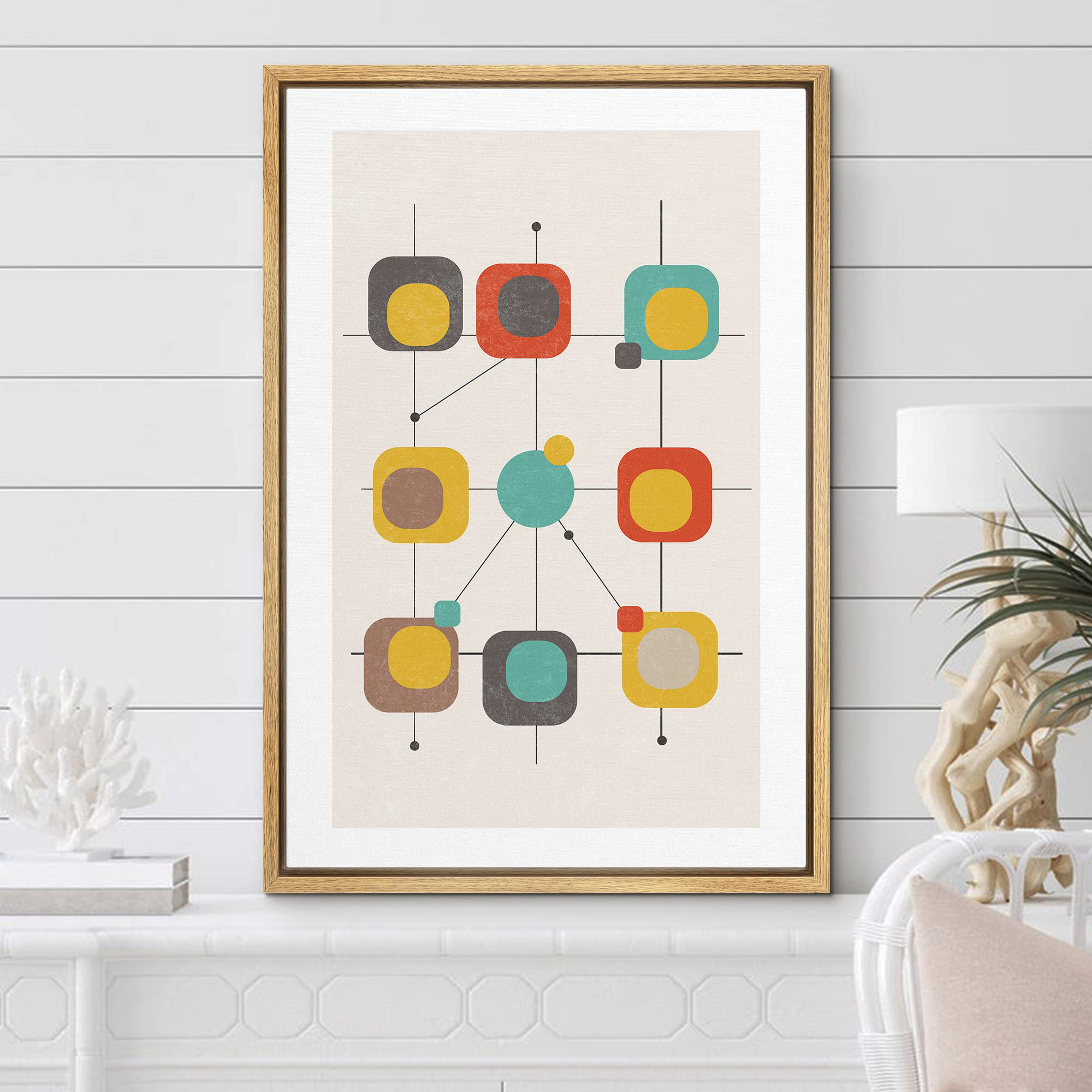 IDEA4WALL Geometric Retro Color Block Variety Abstract Shapes Mid ...