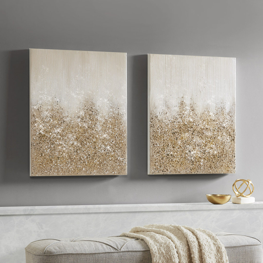 Foundry Select Heavily Embellished 2-Piece Canvas Wall Art Set | Wayfair