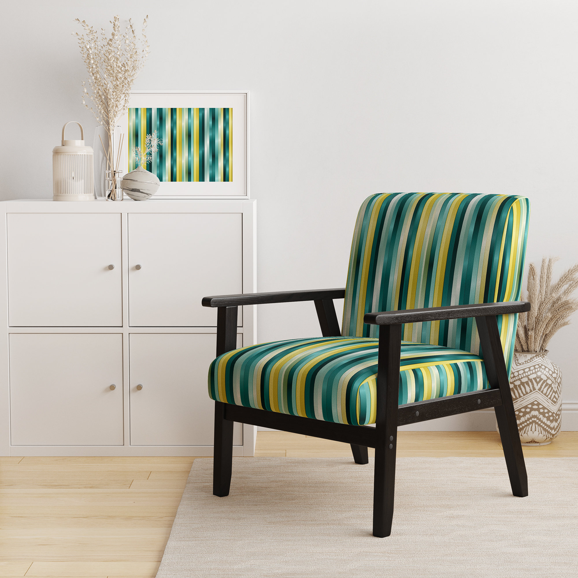 Red Barrel Studio Serene Green Stripes - Upholstered Striped & Pattern ...
