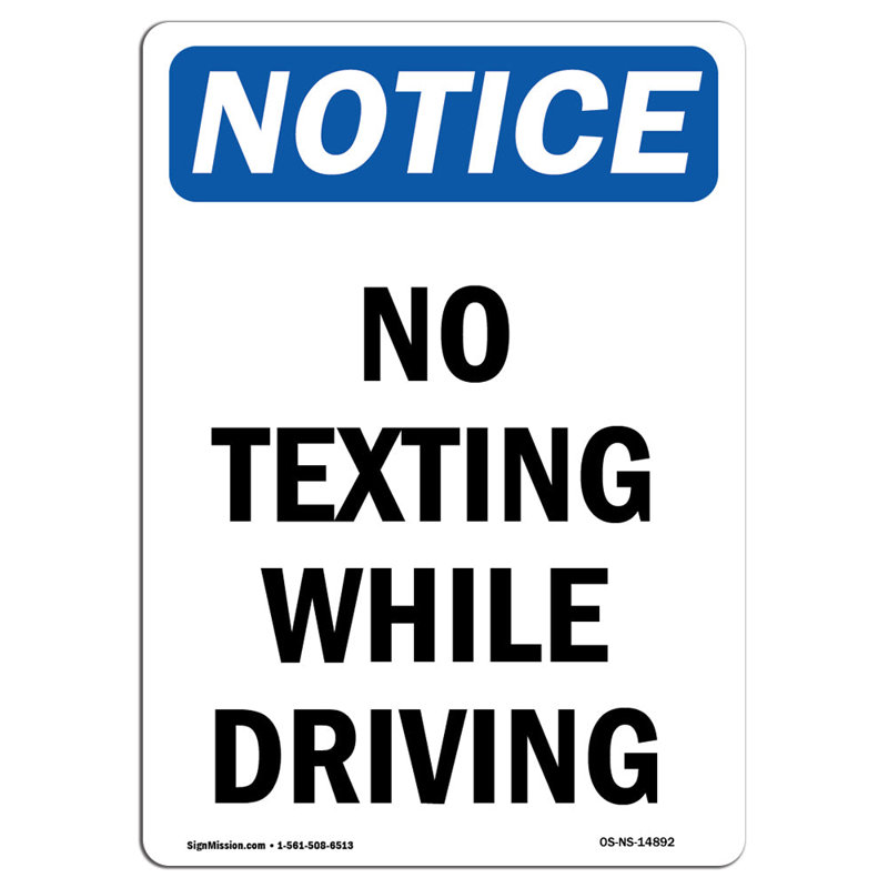 SignMission No Texting While Driving Sign | Wayfair