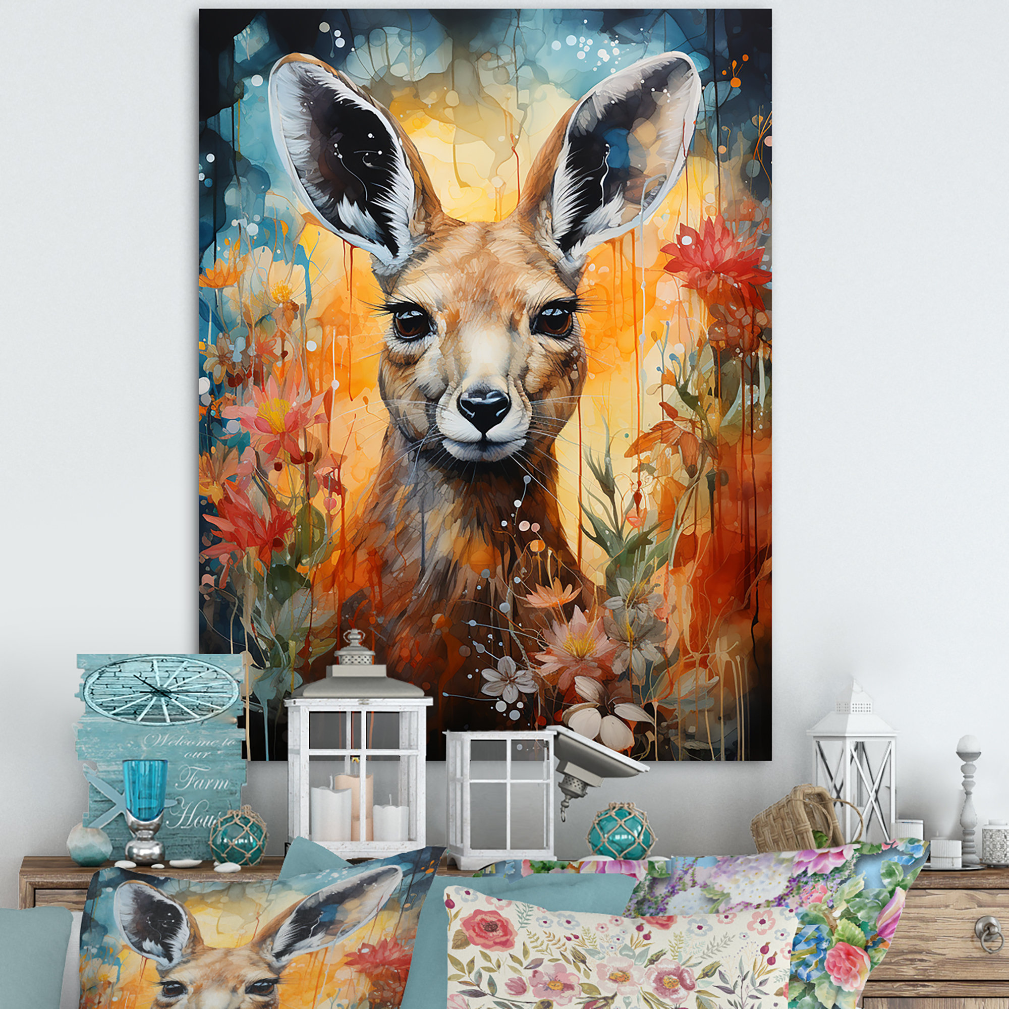 Winston Porter Colorful Kangaroo Popart Spirit II - Kangaroo Wall Art ...