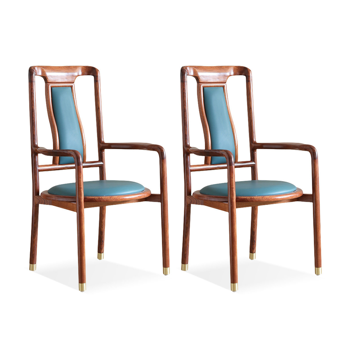 Decordreamss 25.2" Blue Solid back arm Chair(Set of 2) | Wayfair