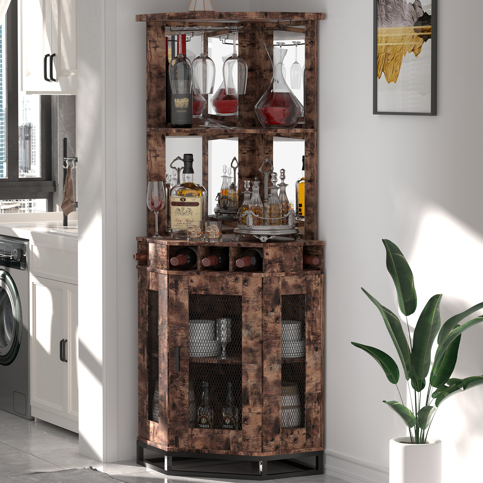 Latitude Run® Marjolein Corner Bar Cabinet - Corner Bar Unit & Reviews ...