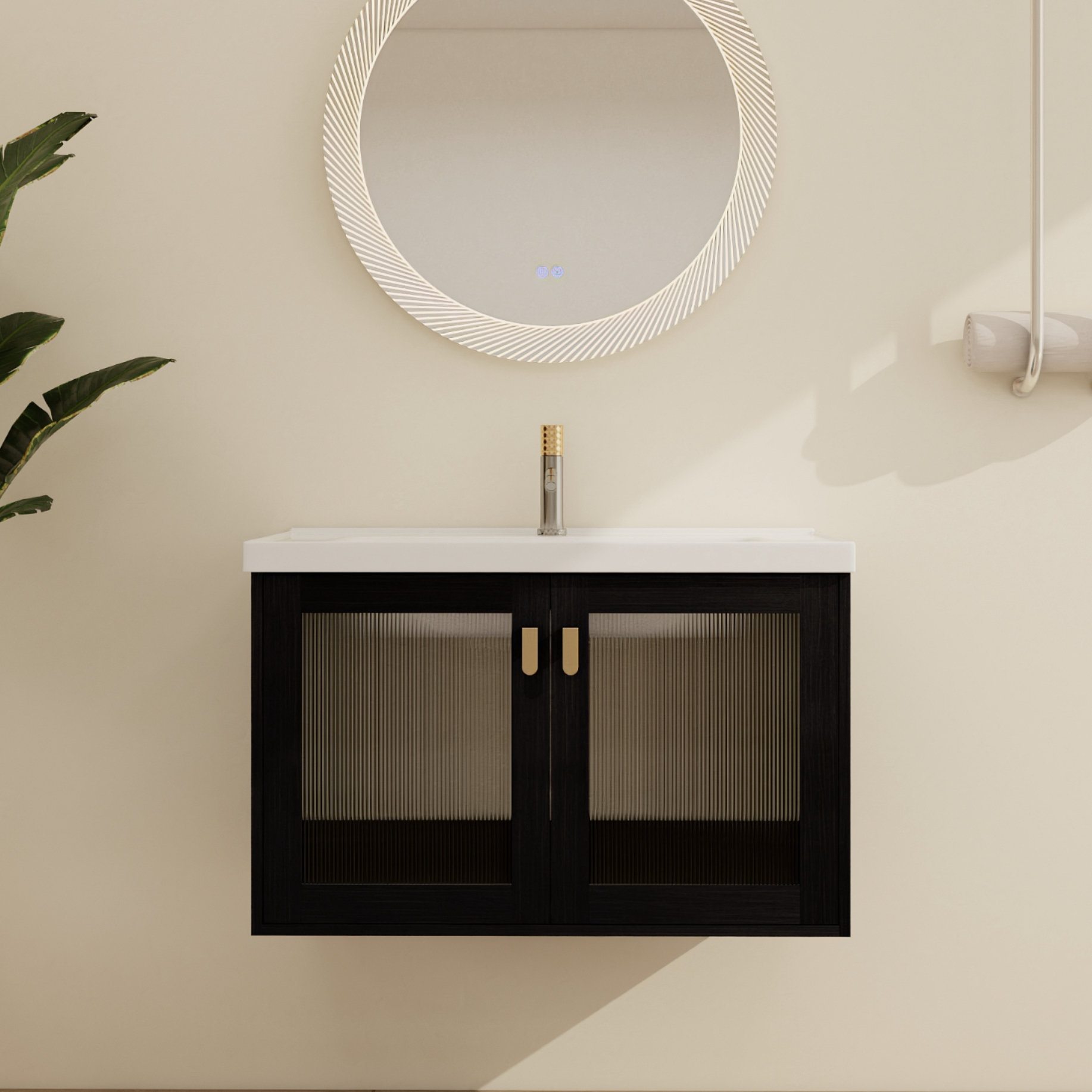 Mercer41 Lilani 32'' Single Sink Wall Mounted Bathroom Vanity,Floating ...