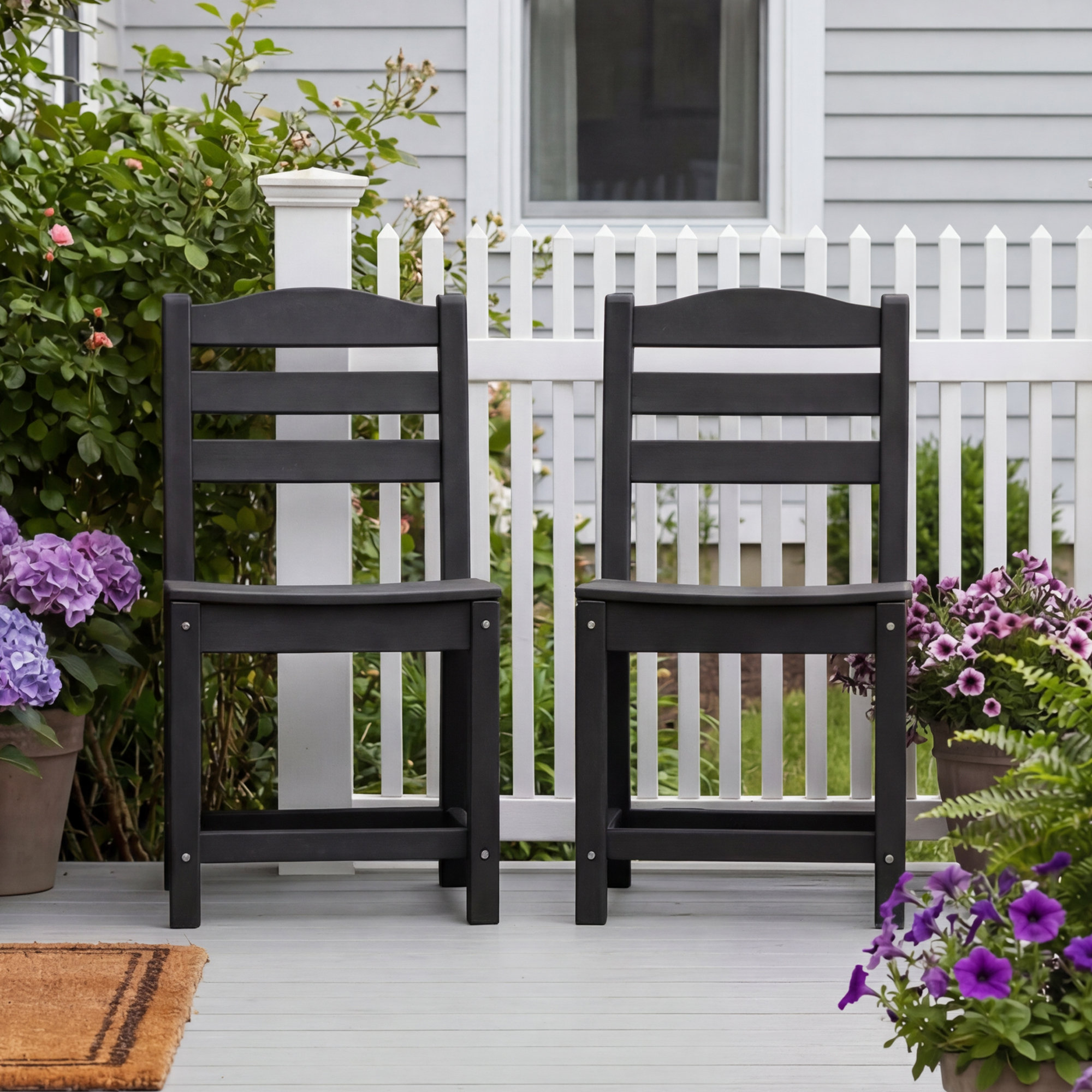 August Grove® Outdoor Dining Chairs Set Of 2, HDPE All-Weather Patio ...
