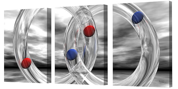 Menaul Fine Art Anneaux et sphères triptyque limited edition par scott ...