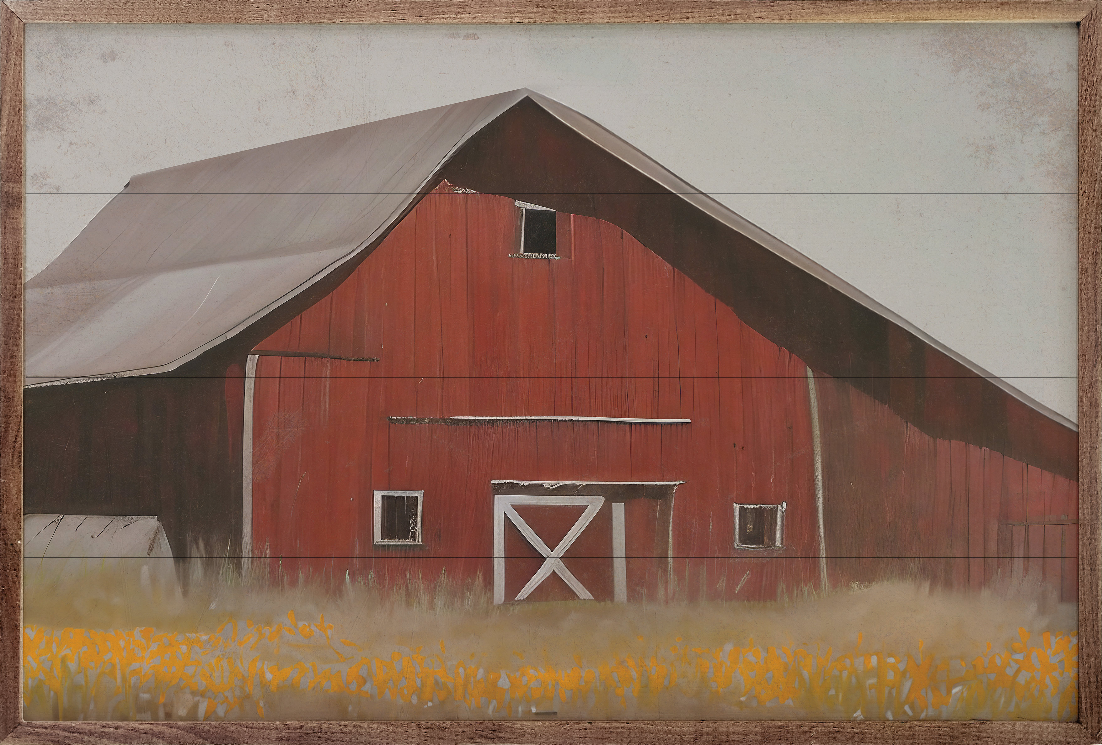 The Holiday Aisle® Red Barn In Yellow Field | Wayfair