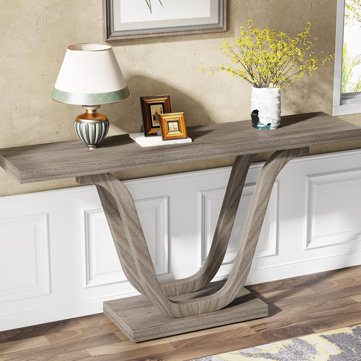 Gracie Oaks Tribesigns Farmhouse Console Table, 55 Inch Wood Sofa Table ...