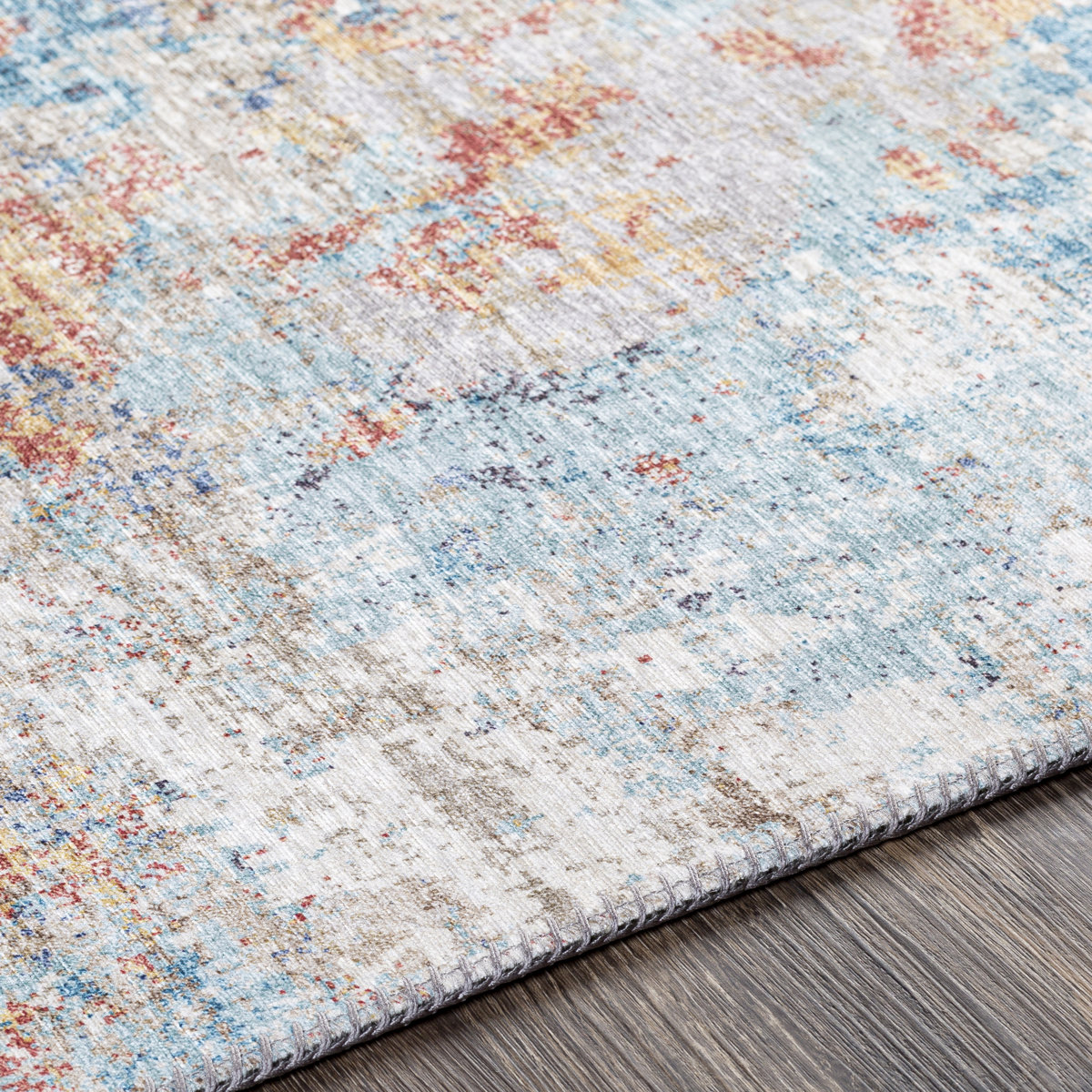 17 Stories Edick Abstract Blue/Orange/Gray Area Rug & Reviews | Wayfair