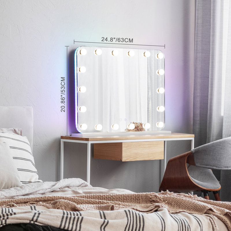 Ebern Designs Pracilla Vanity Mirror Makeup Mirror with RGB Color ...