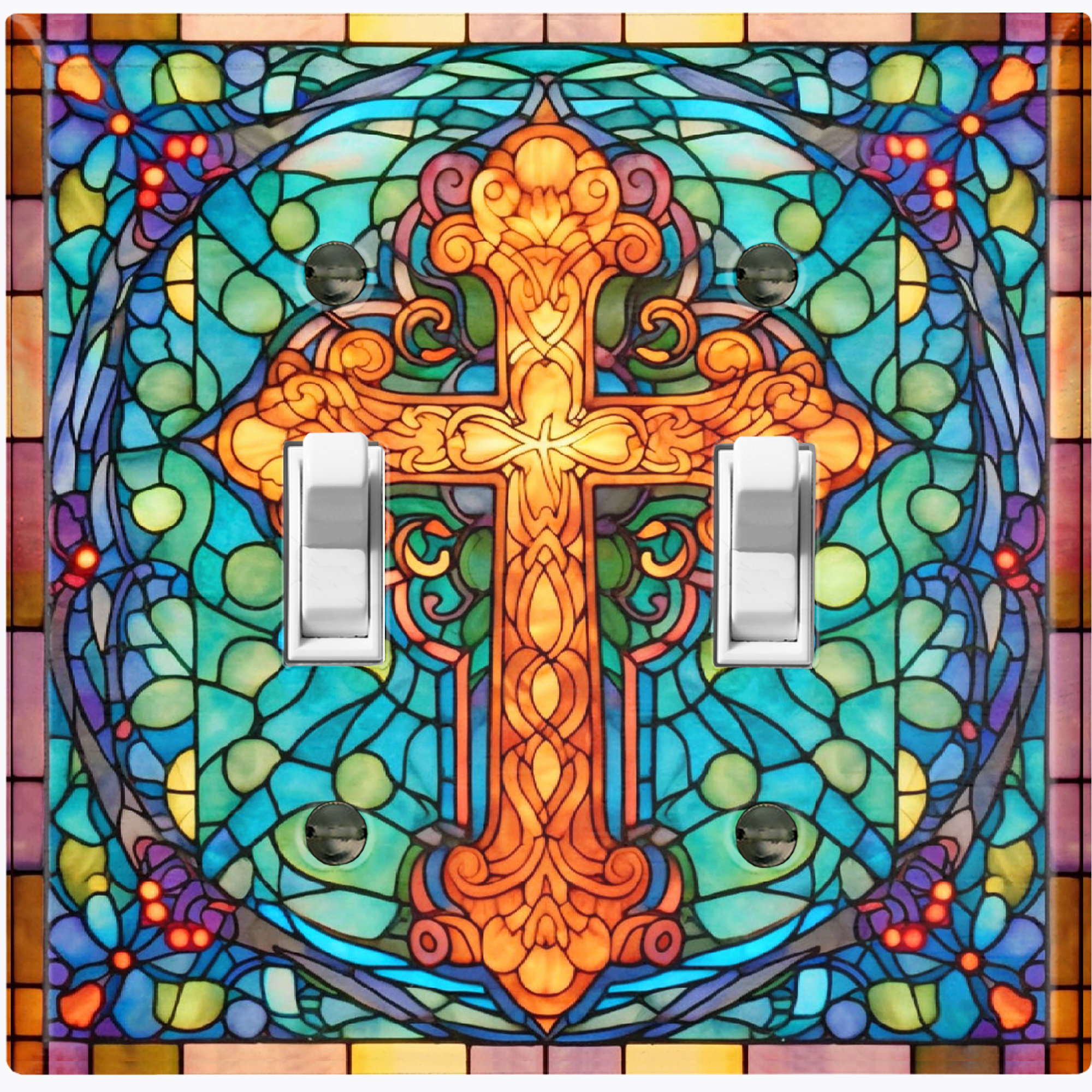 WorldAcc Green Tile Religious Cross Print Religious Themed 2 - Gang ...