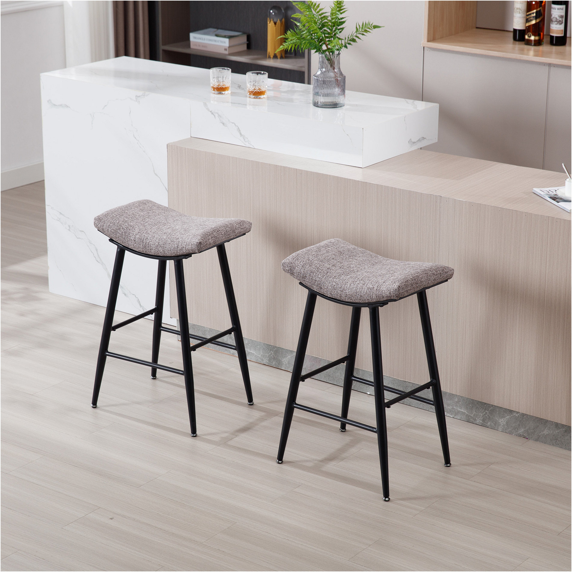 George Oliver Bar Stools Set Of 2 Armless Counter Low Bar Stools ...