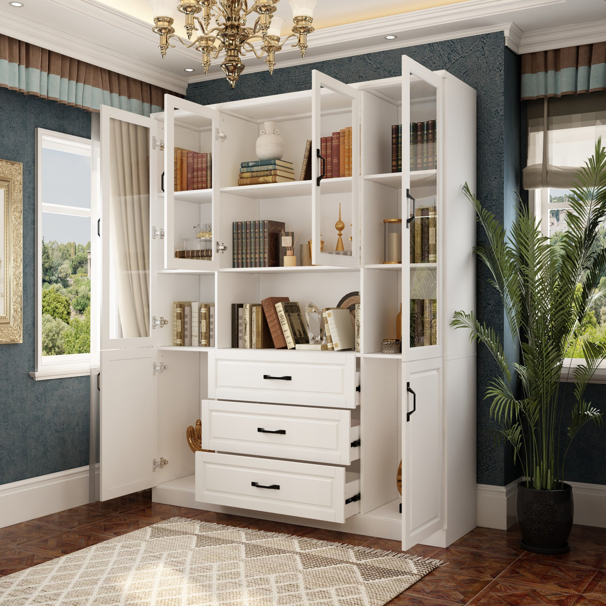 Latitude Run® 6 Door 3 Drawer Storage Cabinet With Adjustable Shelves ...