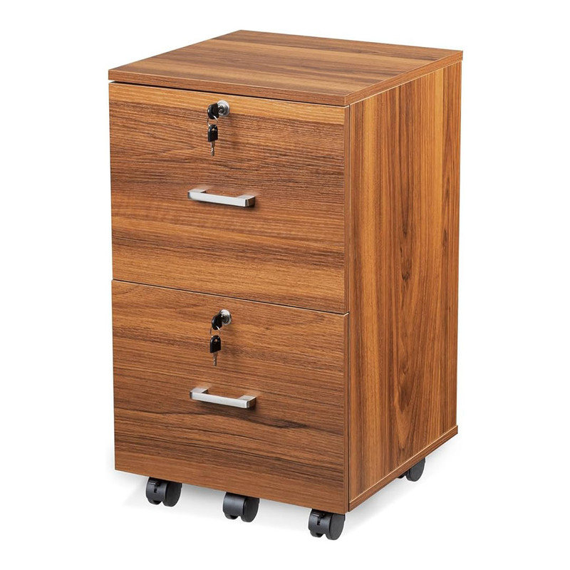 Hokku Designs 2 Drawer File Cabinet with Lock, Wood Grain Walnut File ...
