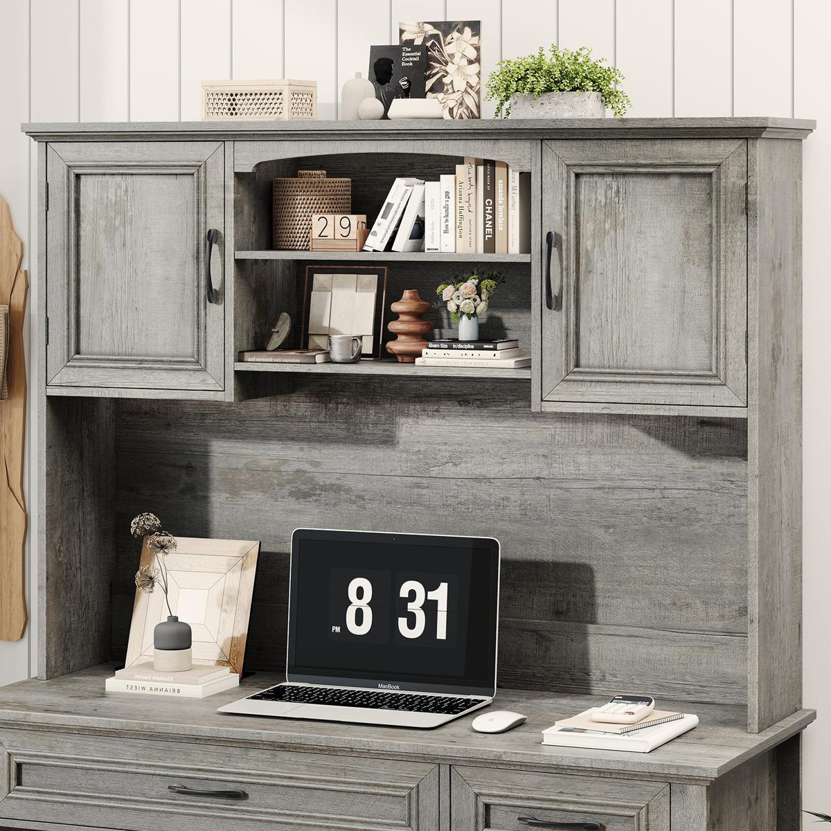Wrought Studio™ Farmhouse 47" Executive Desk With Hutch | Wayfair