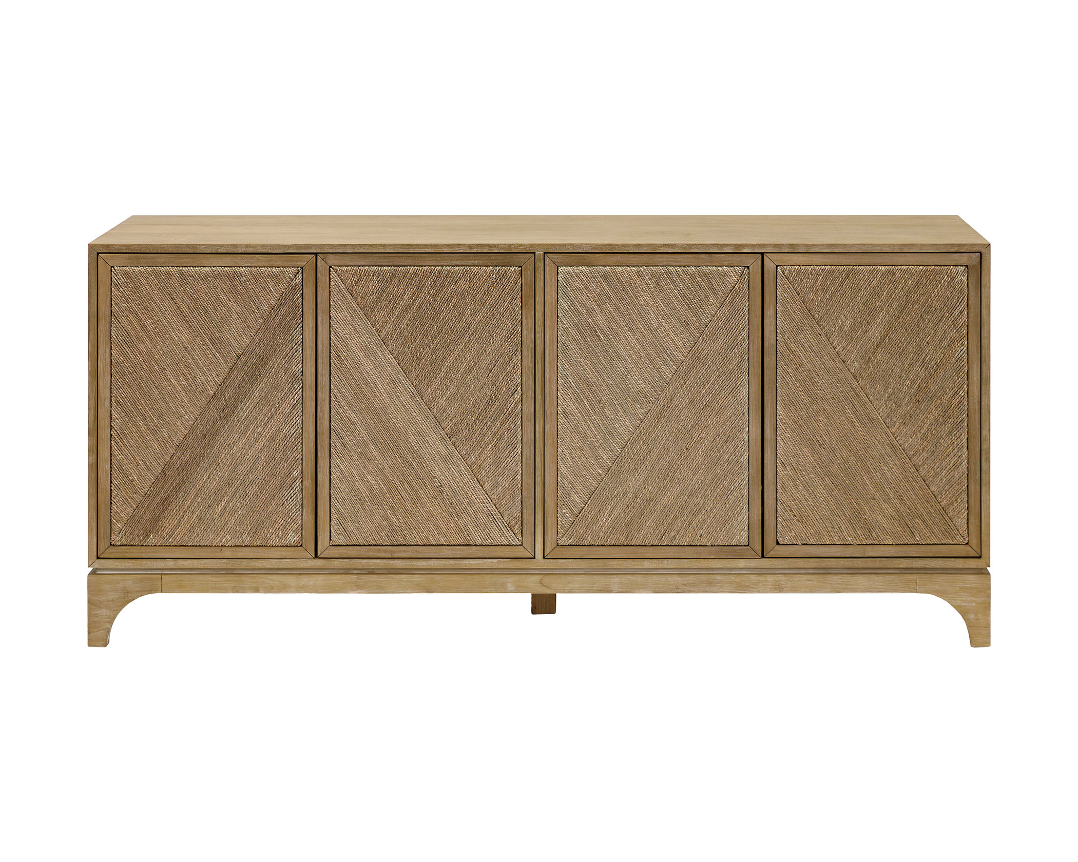 Martin Furniture Coastal Style 70" TV Console, Light Wood Accent ...