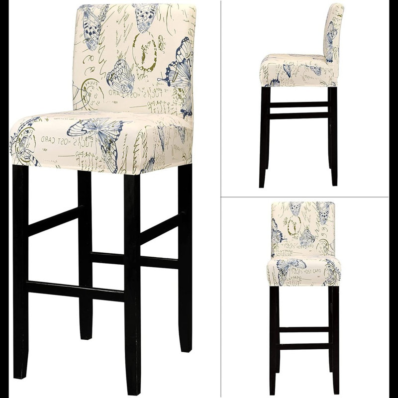 One Allium Way® Jacquard Bar Chair Stool Cover Set Of 4 Stretch Bar ...