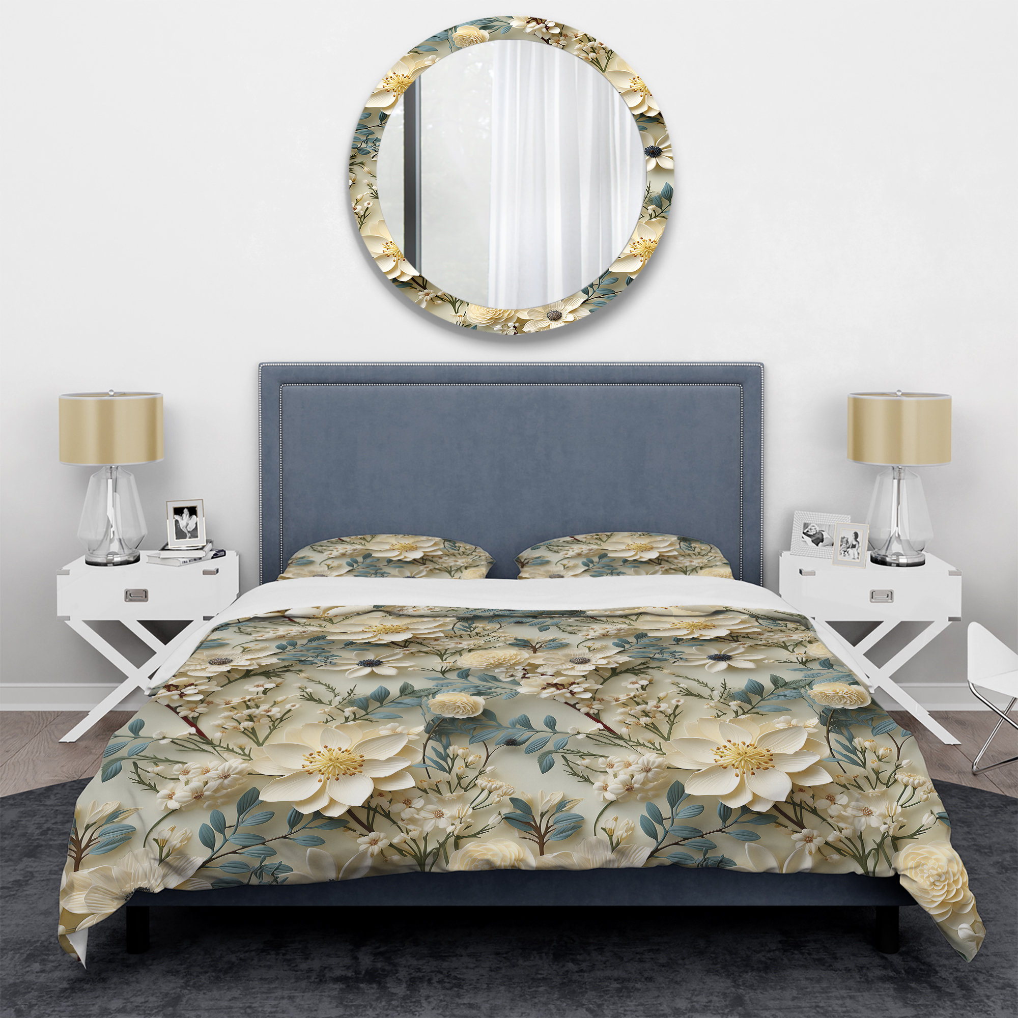 Design Art Radiant Lace Inspired Floral Botanics III Bedding | Wayfair