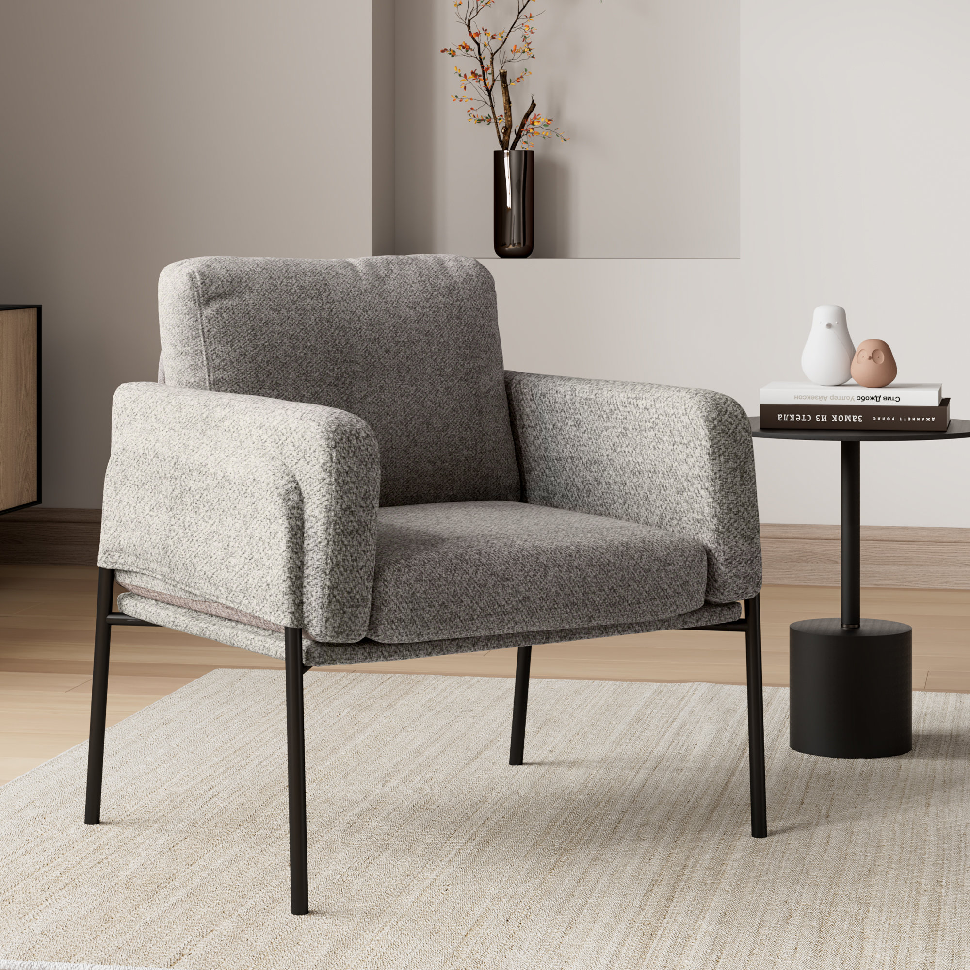 George Oliver Weston Textured Accent Chair, Dark Khaki - Wayfair Canada