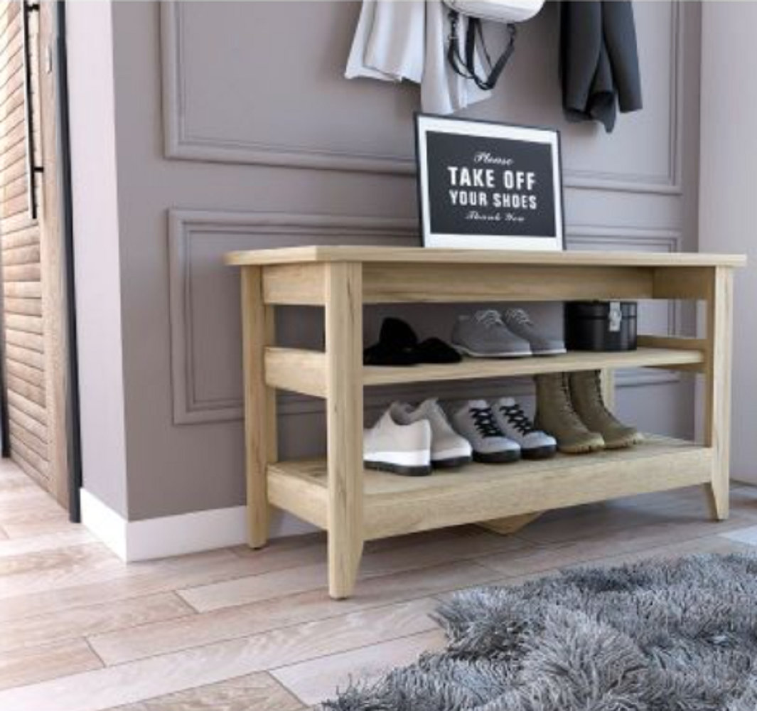 Loon Peak Rectangle Shoe Bench With 2-Shelf - Wayfair Canada