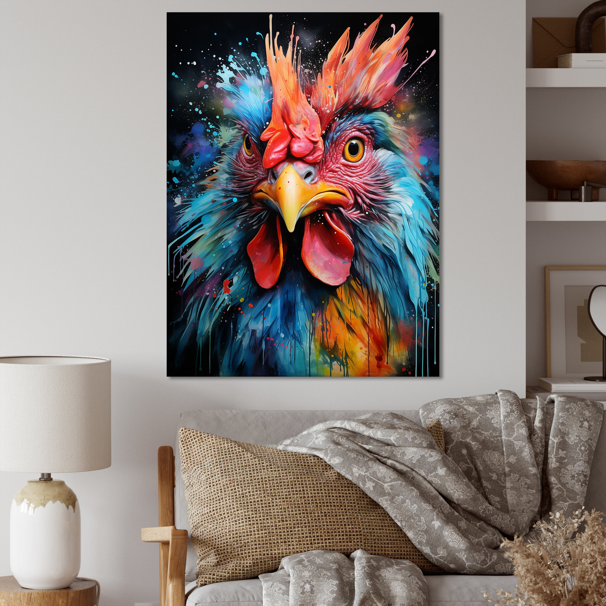 Rosalind Wheeler Blue Red Rooster Chorus Portrait II | Wayfair