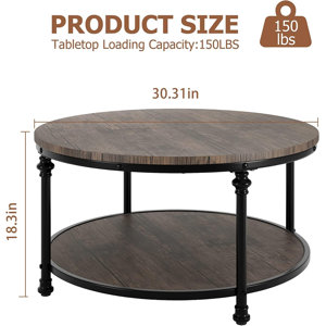 Williston Forge 2-Tier Rustic Wood Round Coffee Table | Wayfair