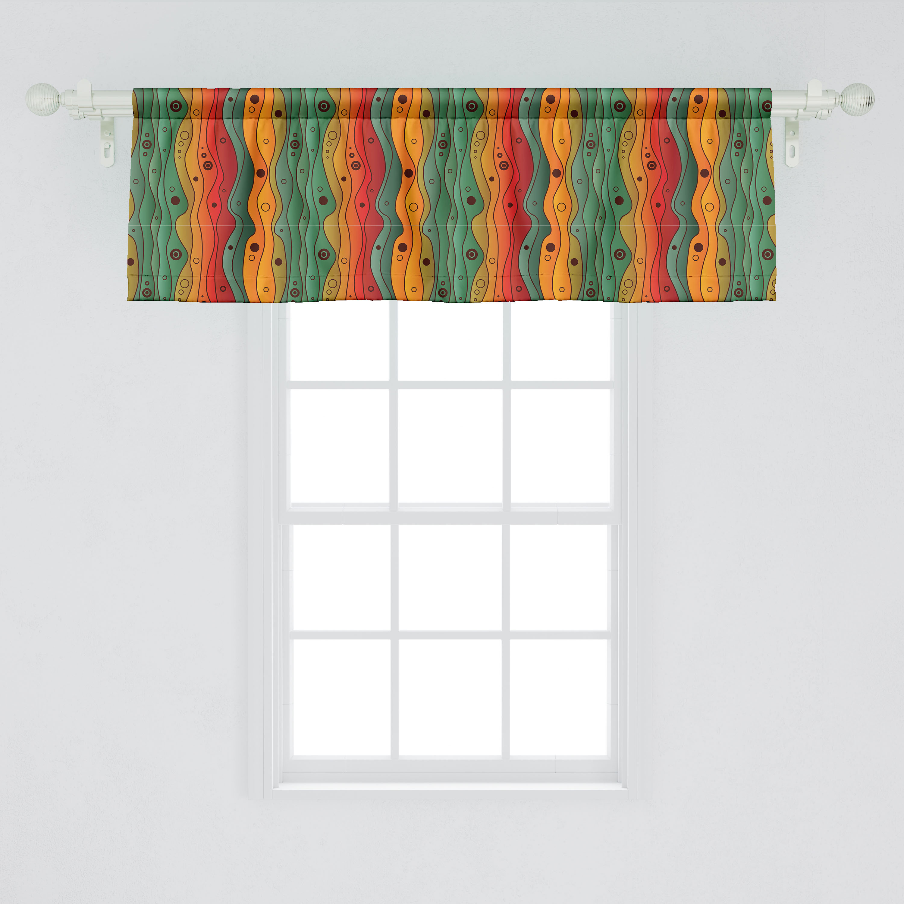 Ambesonne Abstract Valance Pack of 2 Wavy Vertical Lines Retro ...