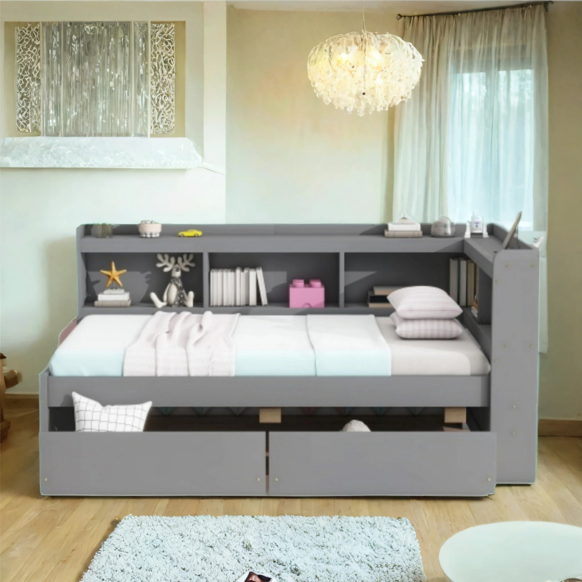 Red Barrel Studio® Bookcases Bed With Power Outlets | Wayfair