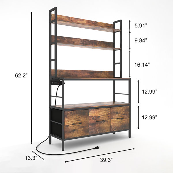 17 Stories 39.37'' Steel Standard Baker's Rack With Power Outlets ...