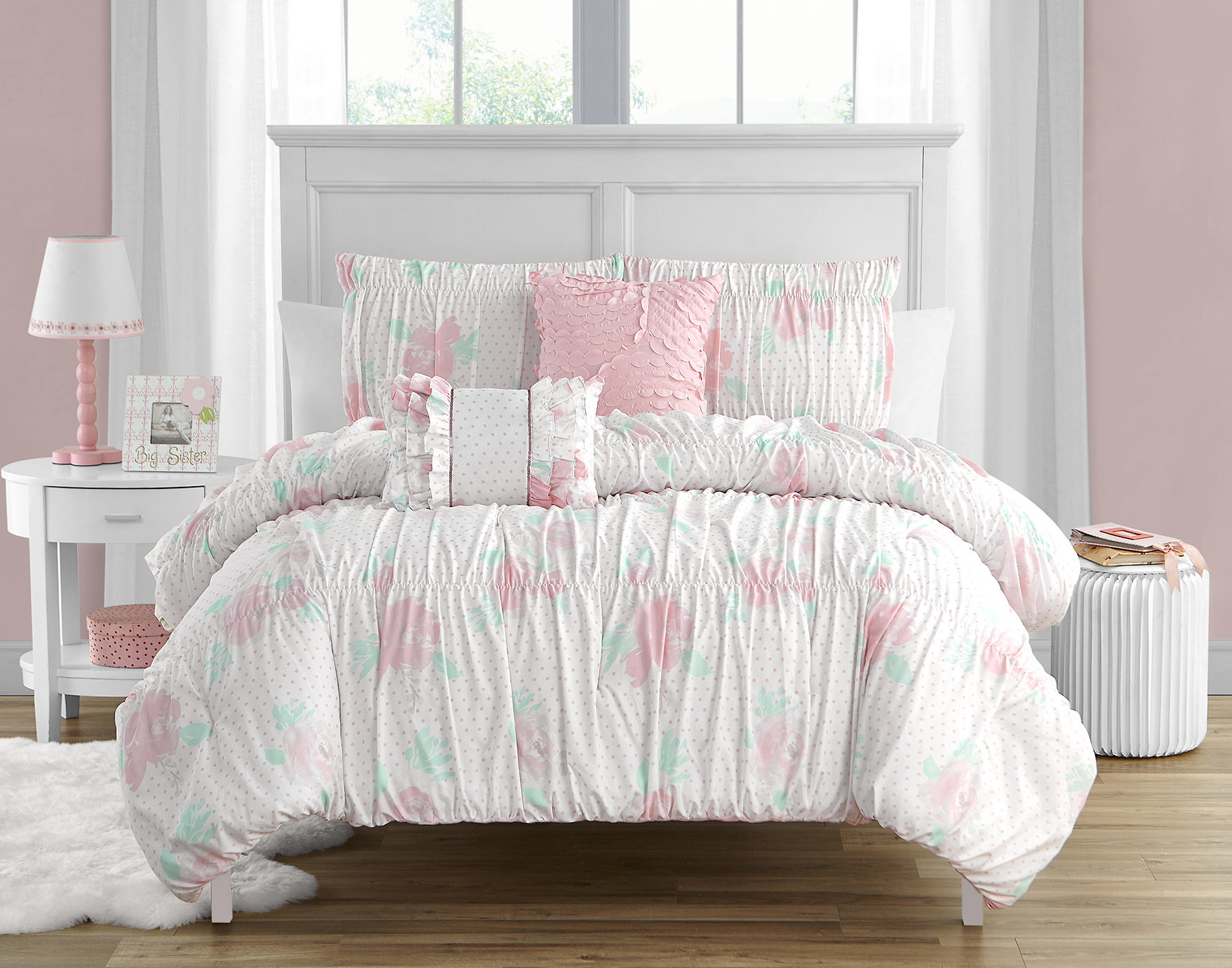 ALEX + BELLA Tabitha Smocked Pink Microfiber Comforter Set & Reviews ...