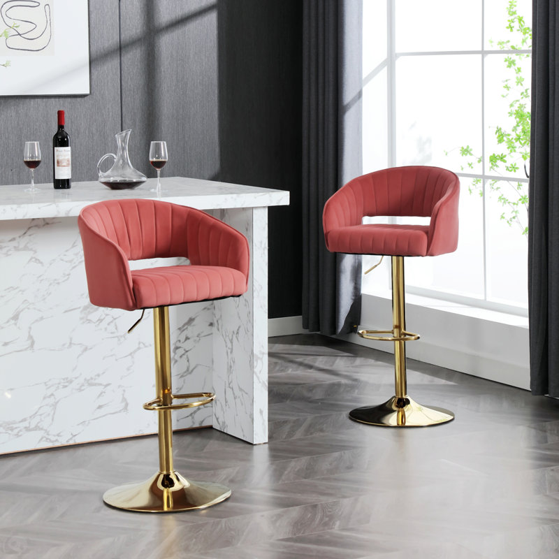 Mercer41 Conrado Modern Velvet Bar Chair | Wayfair