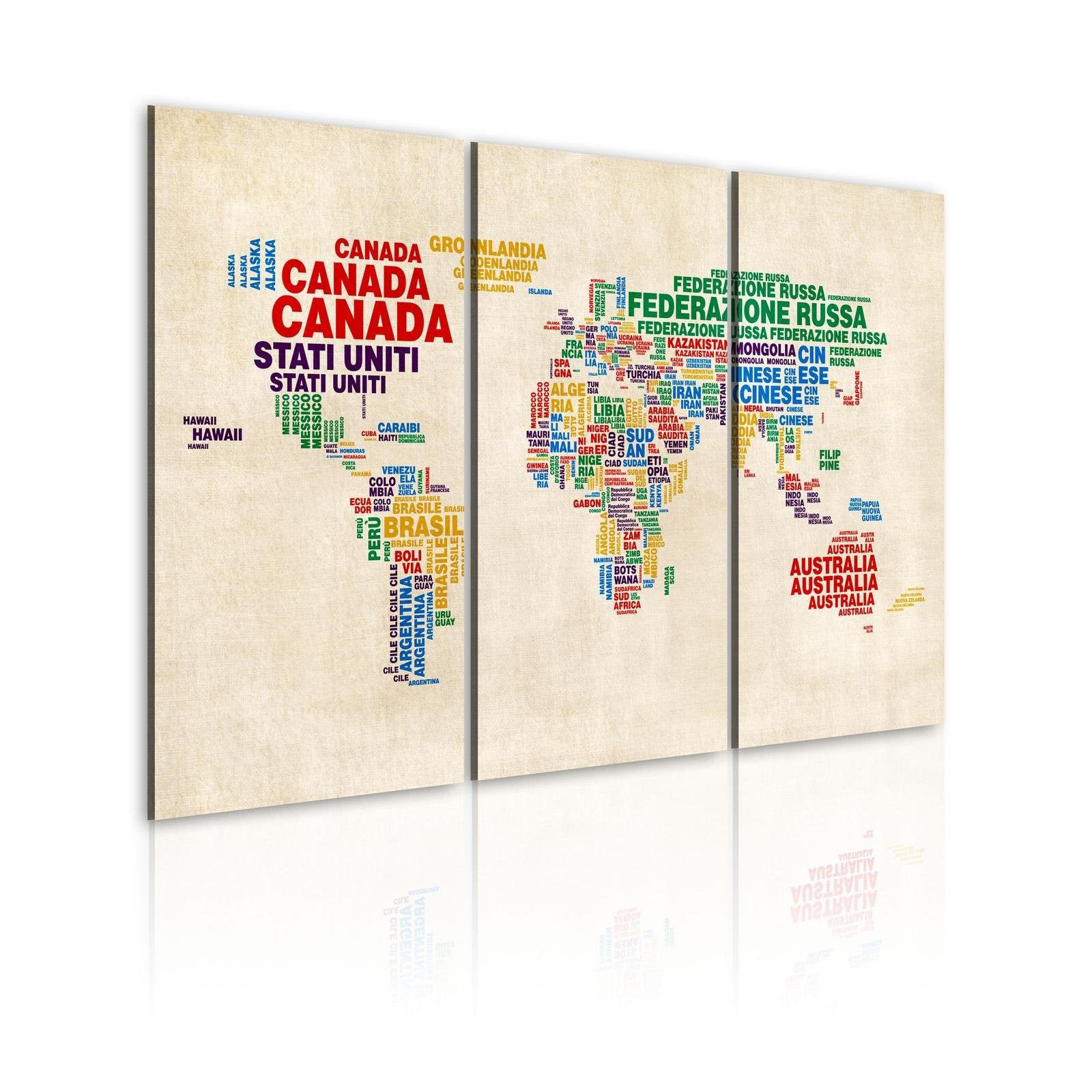Trinx Stretched Canvas World Map Art - Italian Names Of Countries In ...