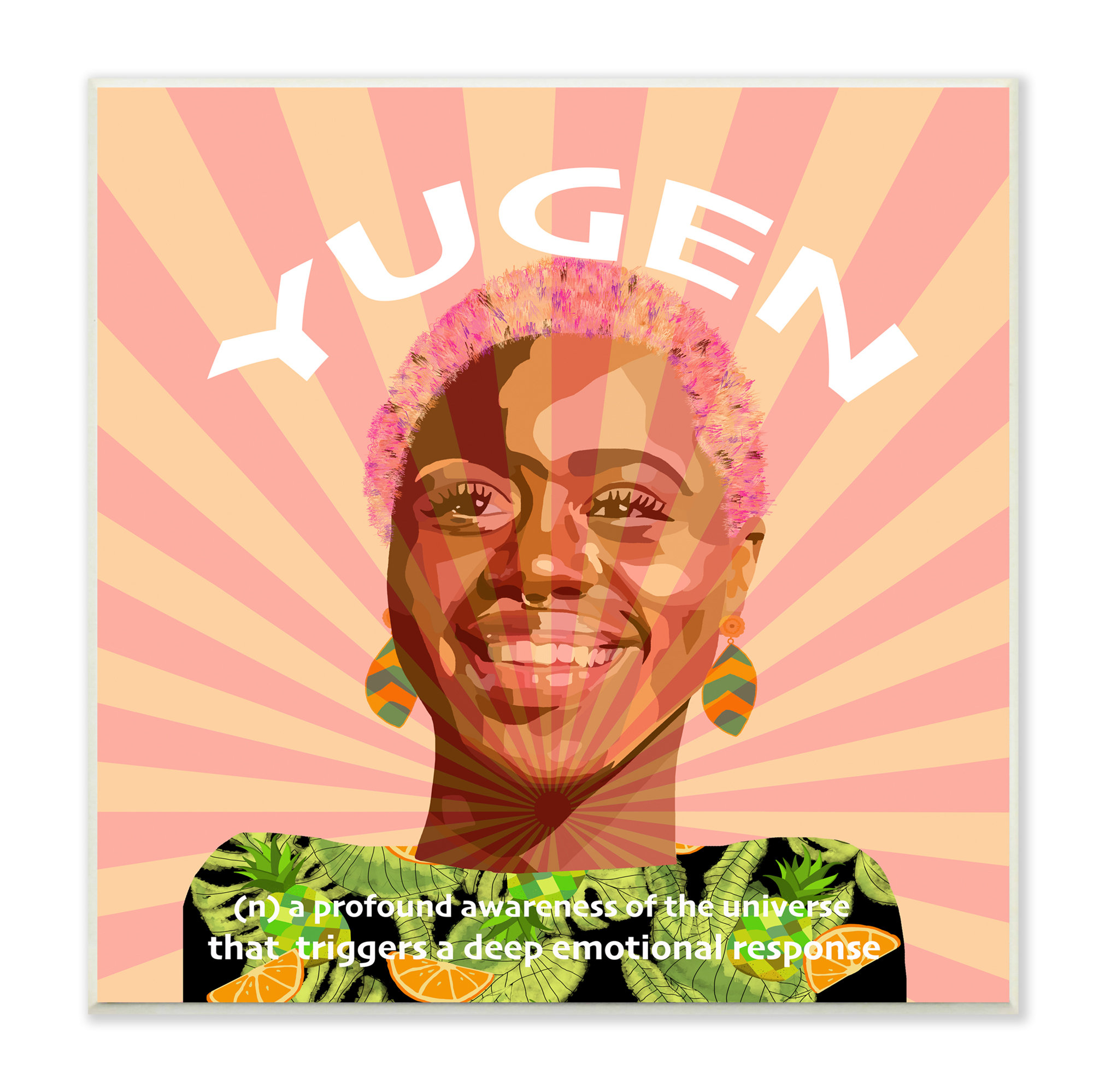 Stupell Industries Yugen Definition Text Smiling Woman Floral Stripes ...