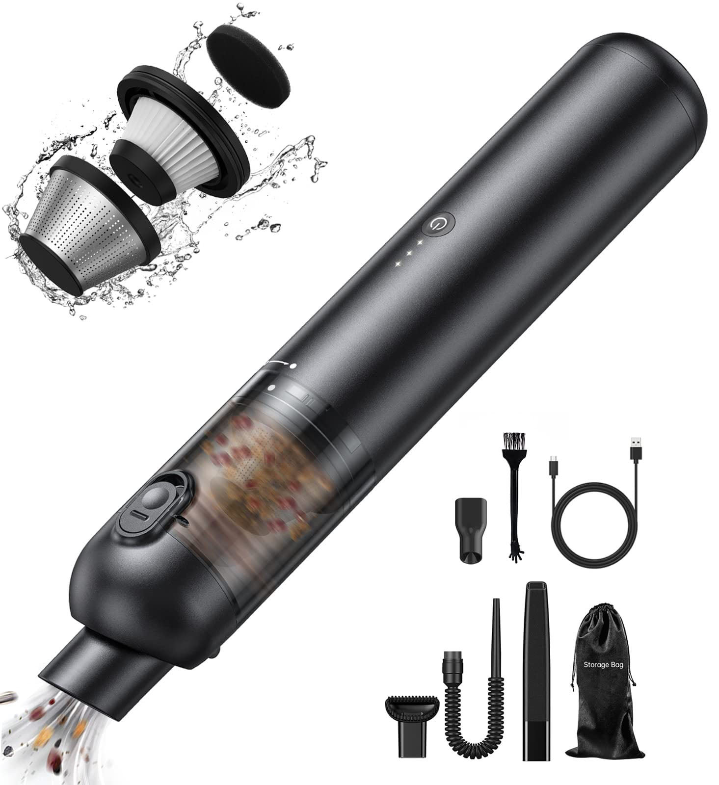 Moosoo Car Vacuum Cordless Rechargeable, 16Kpa Powerful Wireless ...