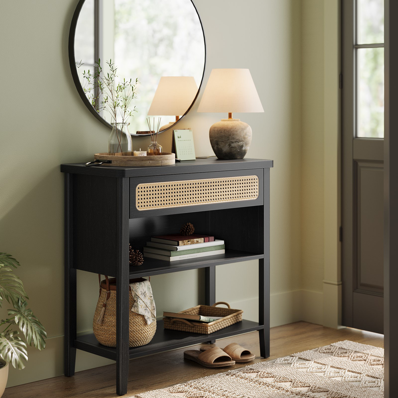 Bay Isle Home™ Aristeia Console Table with Drawer and Power Outlets ...
