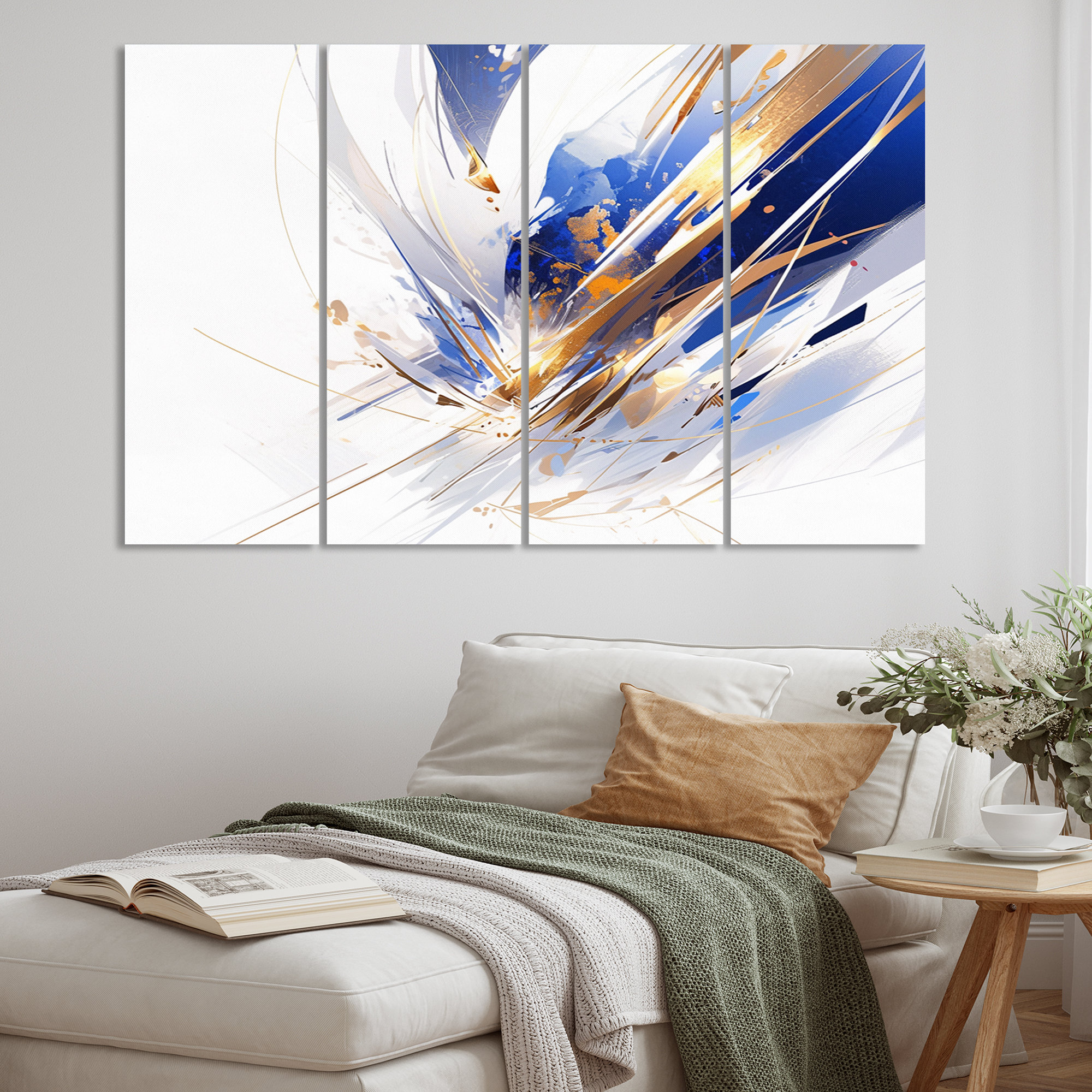 Design Art Blue Gold Cubist Kaleidoscope I - Cubism Metal Wall Decor ...