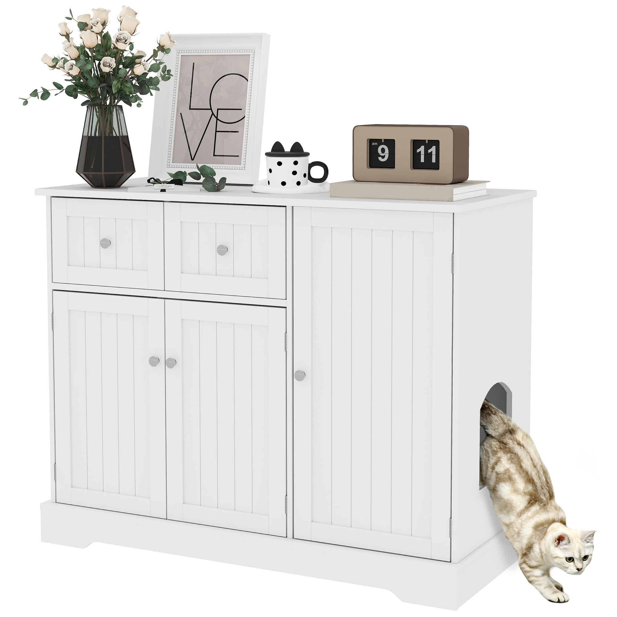 Tucker Murphy Pet™ Cat Litter Box Enclosure, Hidden Litter Box ...