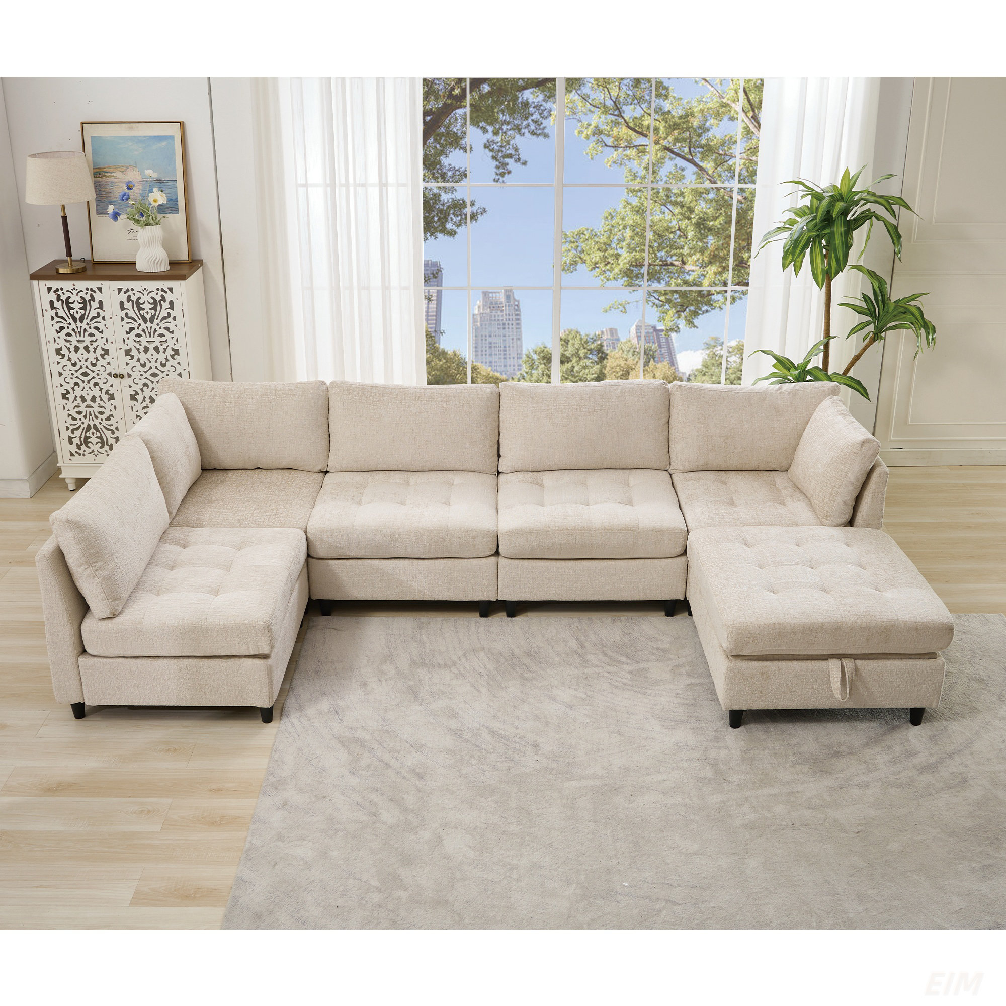 Latitude Run® Modular Sectional Couch With Storage Ottoman, U Shaped ...