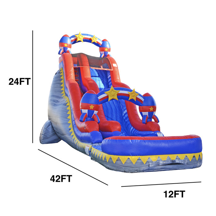 JumpOrange 24 FT Rocket Double Drop Water Slide with Detachable Deep ...