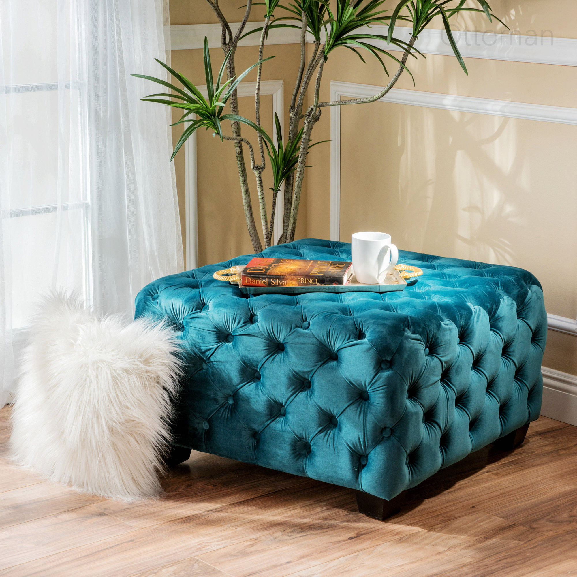 House of Hampton® Contemporary Ottoman Button-tufted Ottoman - Wayfair ...