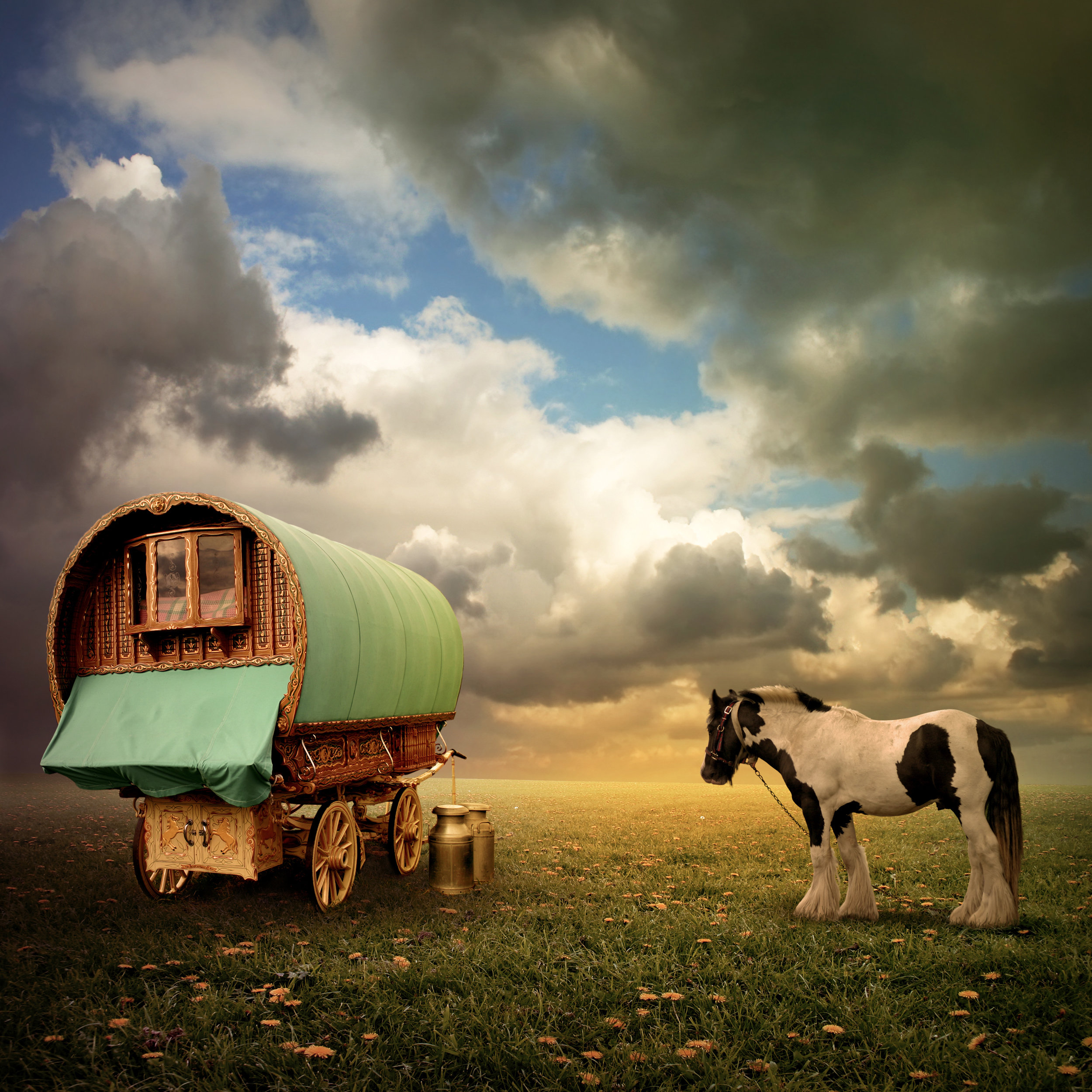 Gracie Oaks Gypsy Wagon, Caravan - Wrapped Canvas Photograph | Wayfair