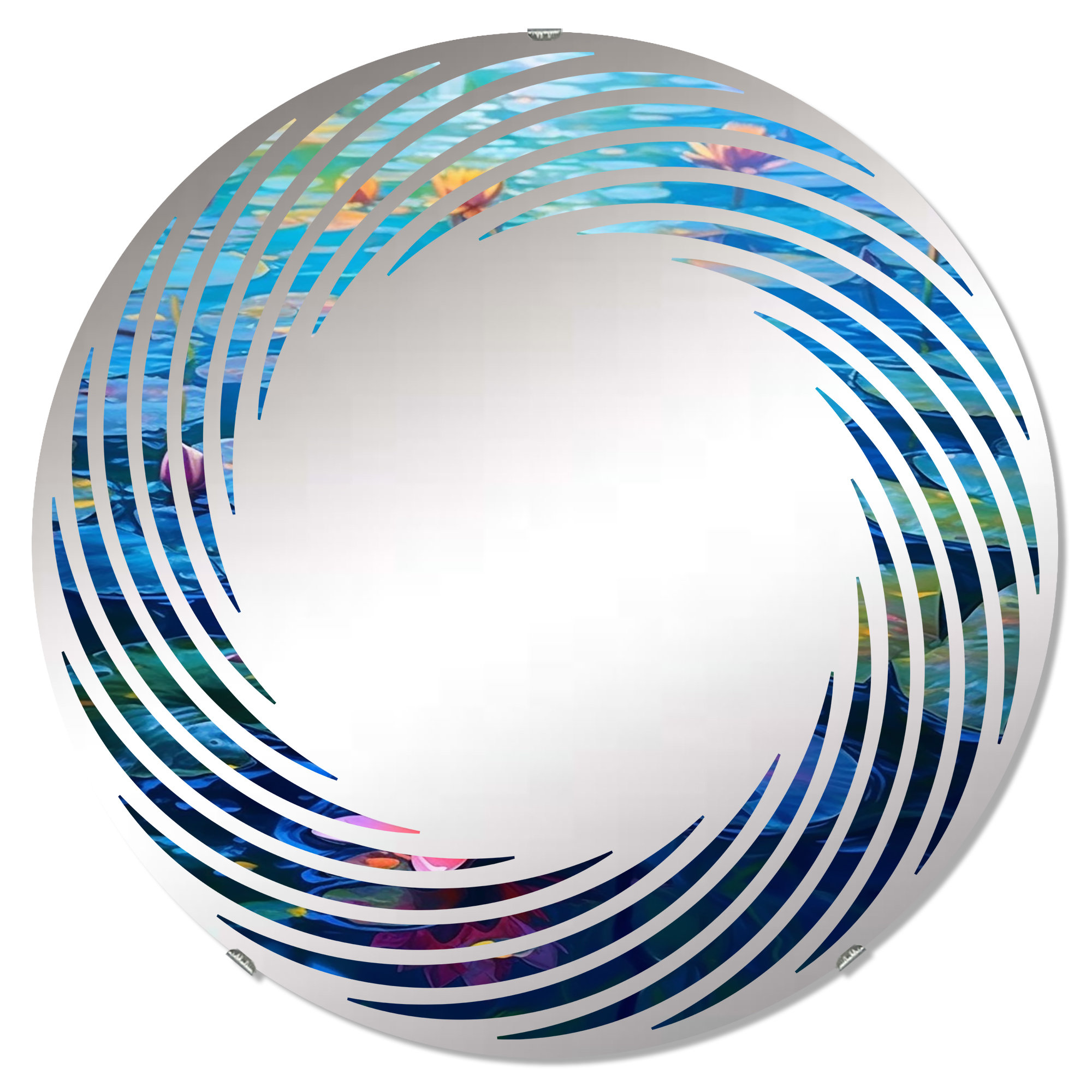Design Art Water Lily Embrace - Spiral Wall Mirror|Round - Wayfair Canada
