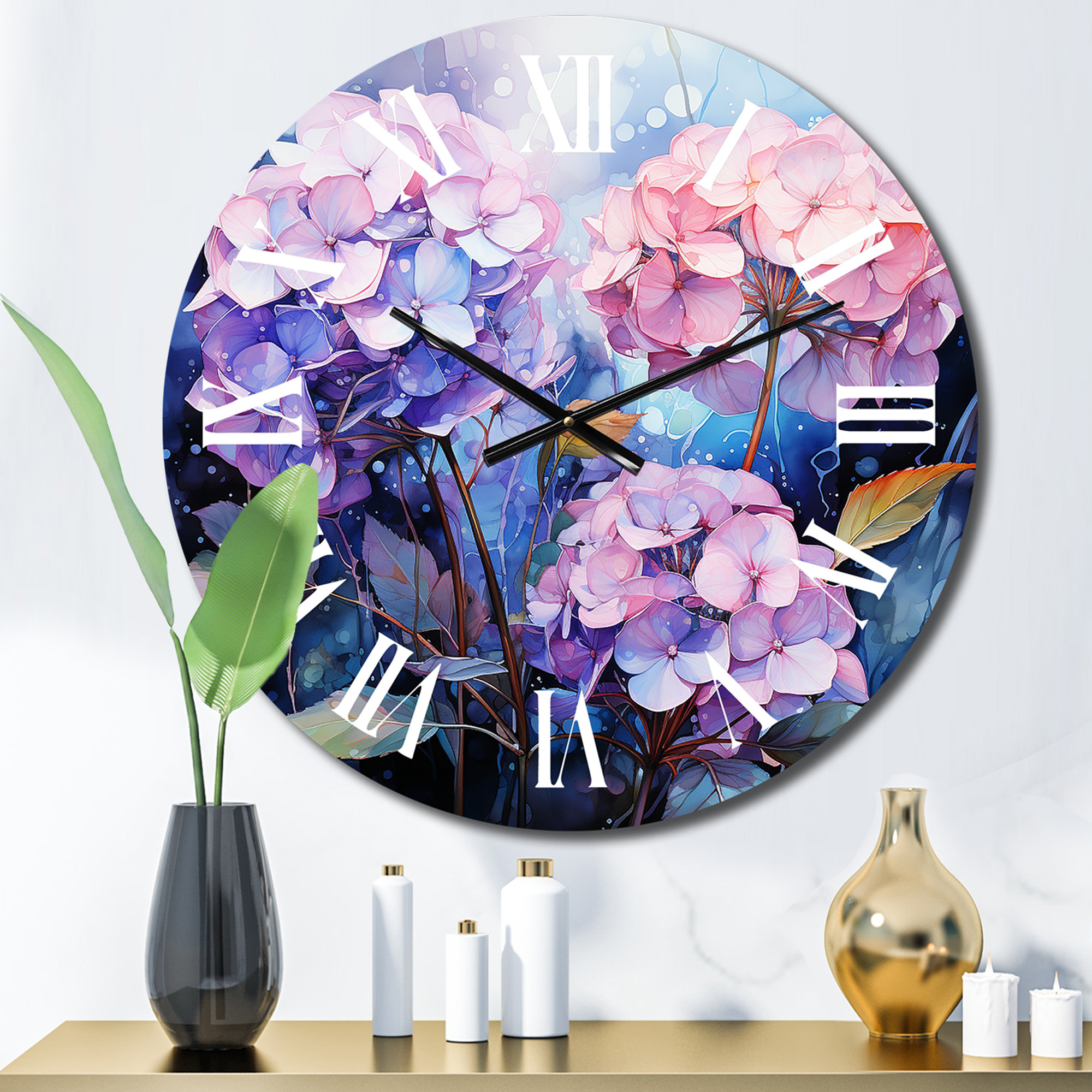 East Urban Home Blue Purple Hydrangea Hydrangea Whispers - Floral Wall ...