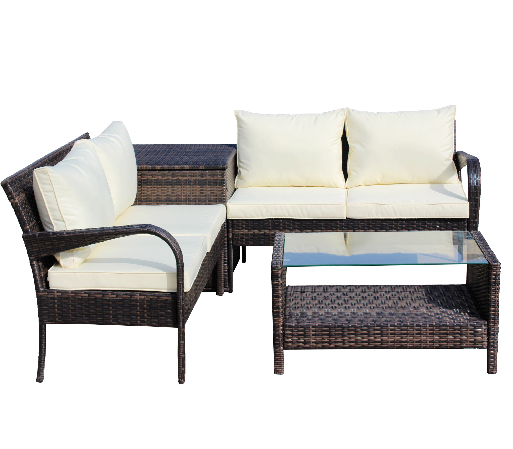 Winston Porter Canapé modulaire d'extérieur avec coussins 48,8 po ...