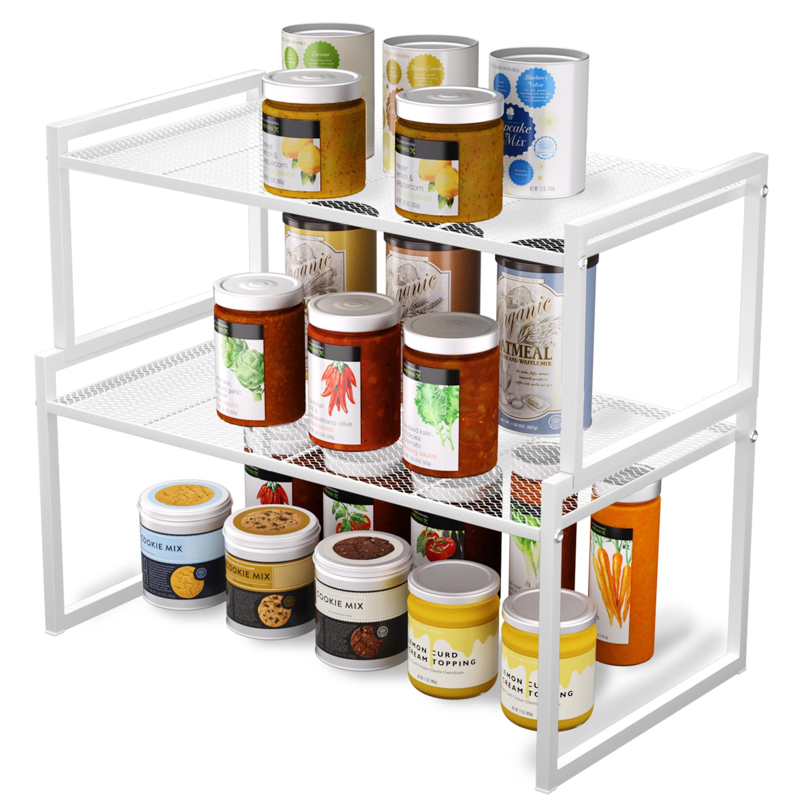 Prep & Savour Elilah Stackable Metal Cabinet Shelf Organizers With ...