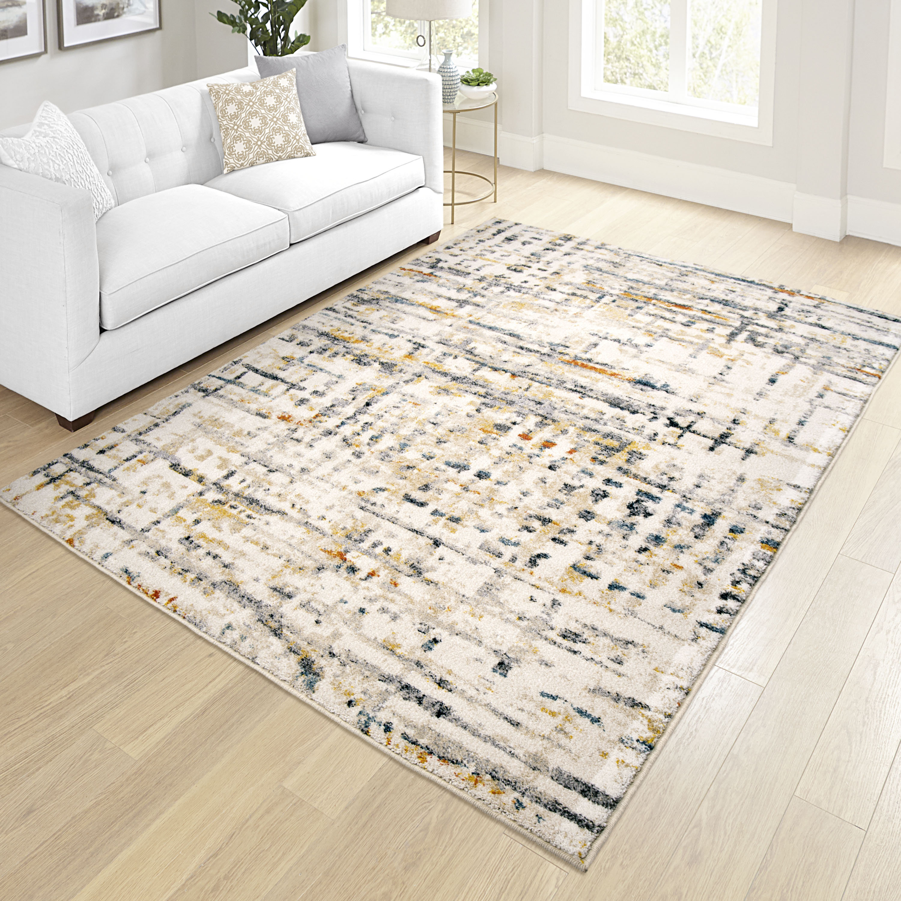 17 Stories Studio Abstract Multi Stain Resistant Area Rug | Wayfair