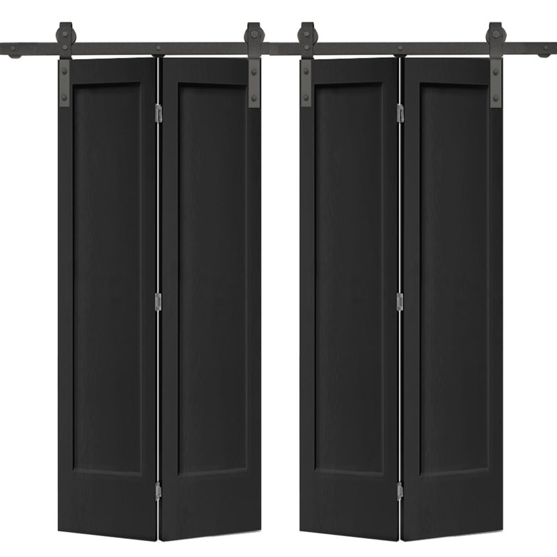 Calhome Paneled MDF Composite Double Bifold Barn Doors with ...