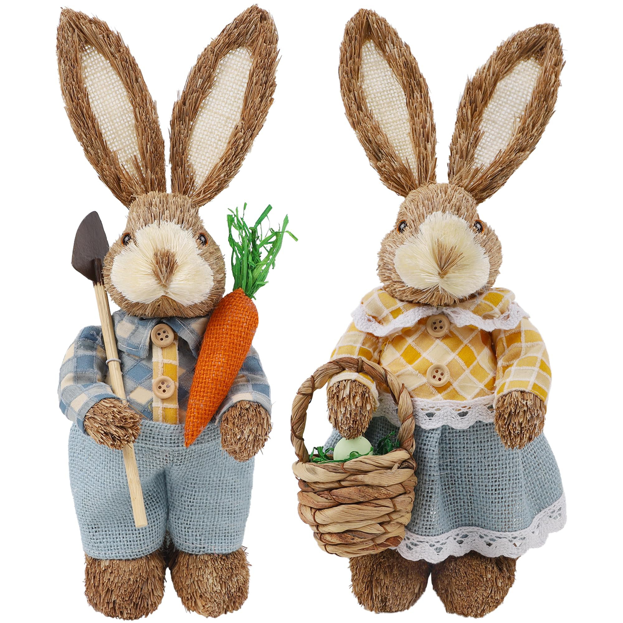 Ophelia & Co. Set of 2 Easter Bunny Figurines - 13" Rustic Straw Bunny ...
