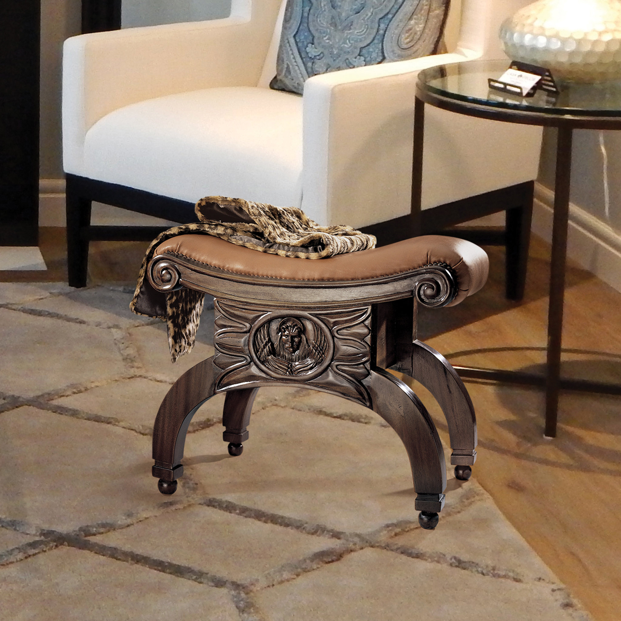 Design Toscano Venetian 19'' Tall Solid Wood Vanity Stool & Reviews ...