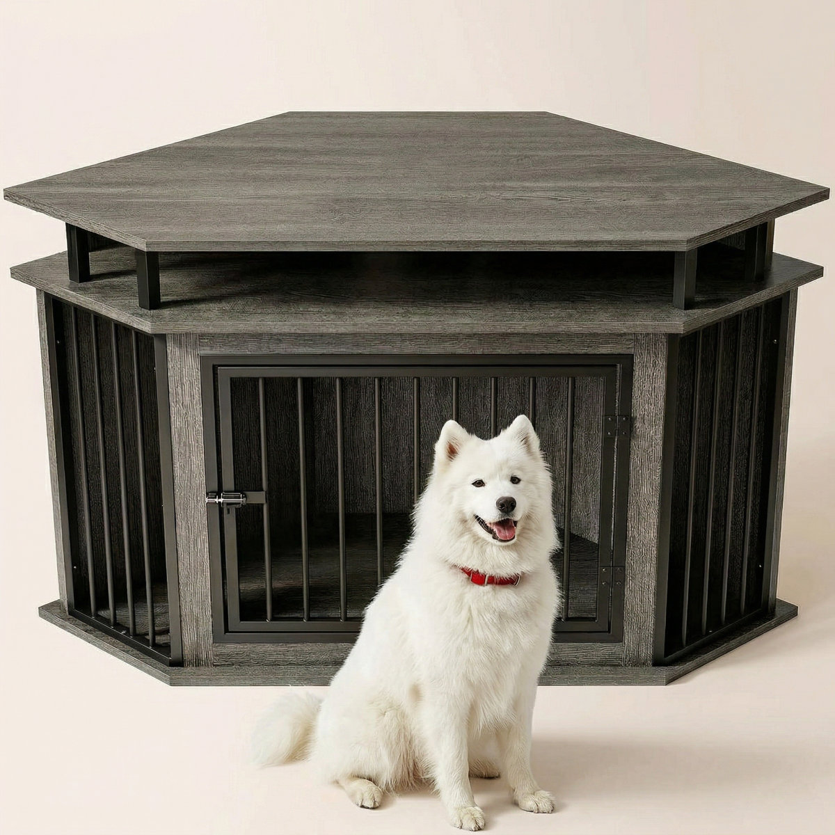 Trent Austin Design® 51" Corner Wooden Dog Crate Furniture With 2-Tier ...